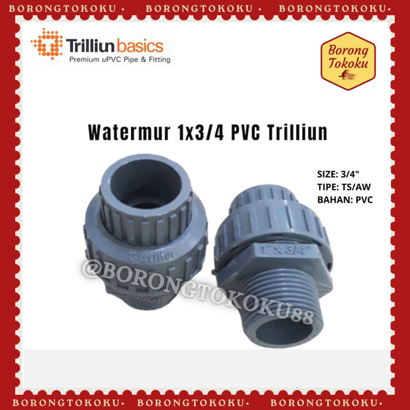 Watermur PVC TS 1 x 3/4 inch Trillion Watermor union sok pump | Shopee ...