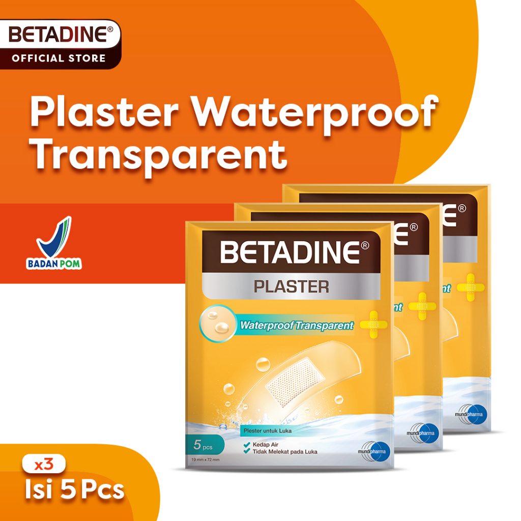 Betadine WATERPROOF TRANSPARENT WATERPROOF Wound Plaster Triple Pack ...