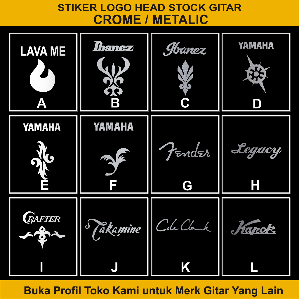 Acoustic Guitar head LOGO Decal sticker - Acoustic Guitar LOGO Brand ...