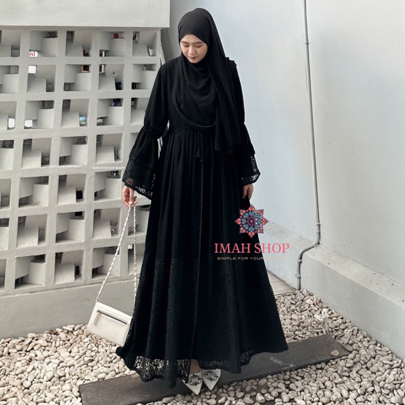 Black Abaya Gamis Maxi Dress Saudi Arabia Combination Brocade By Imah ...