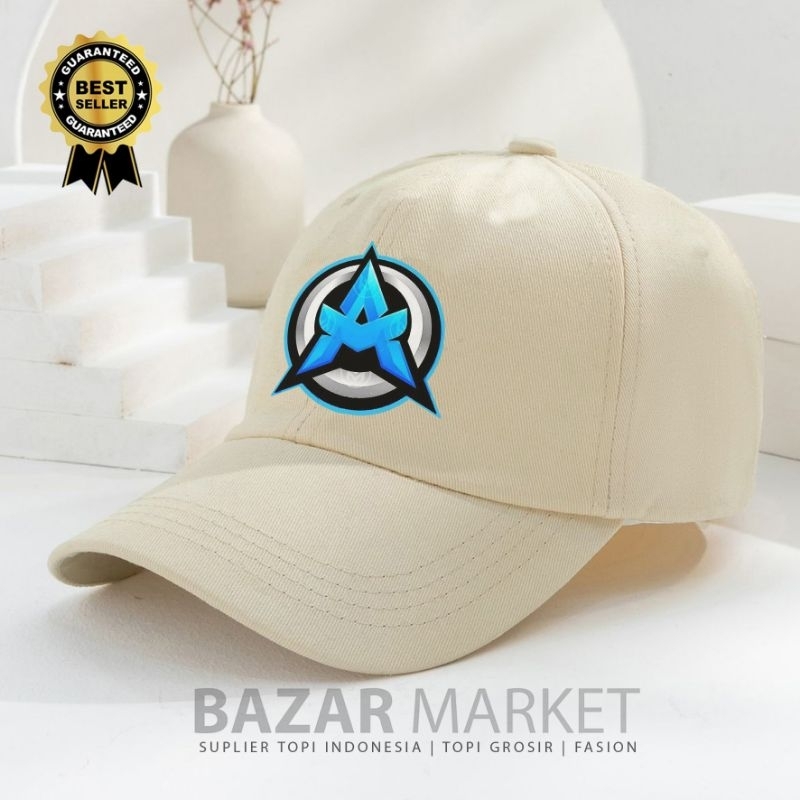 Premium Sporty Initial Logo Cream Baseball Cap with letters A - Z ...