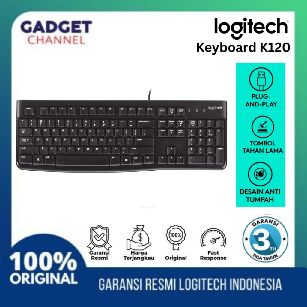 Logitech K120 Keyboard USB Cable - 3-year Official Warranty | Shopee ...