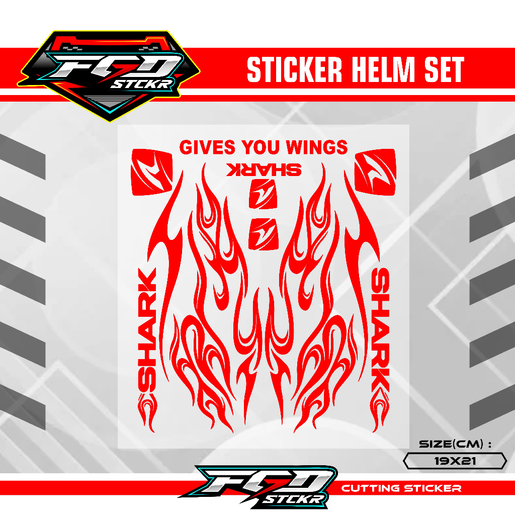 Helmet Sticker - CUTTING Helmet FLAME Sticker SET | Shopee Malaysia