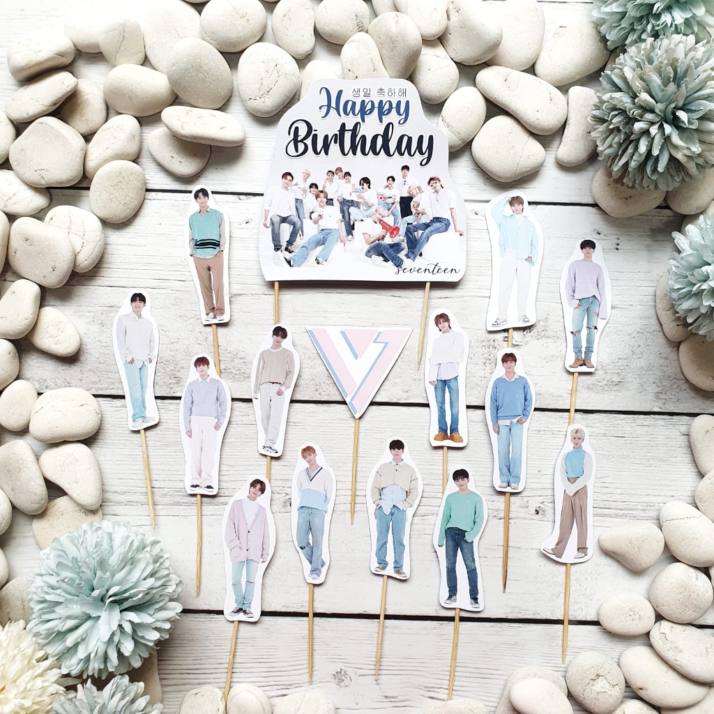 Seventeen Kpop Idol Korea Boy Band Birthday Cake Topper Cupcake Pudding ...