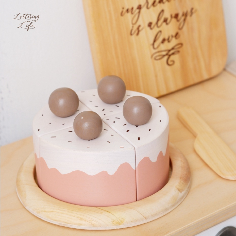 KAYU Lettering and Life Strawberry Cream Cake Wooden Toys - Birthday ...