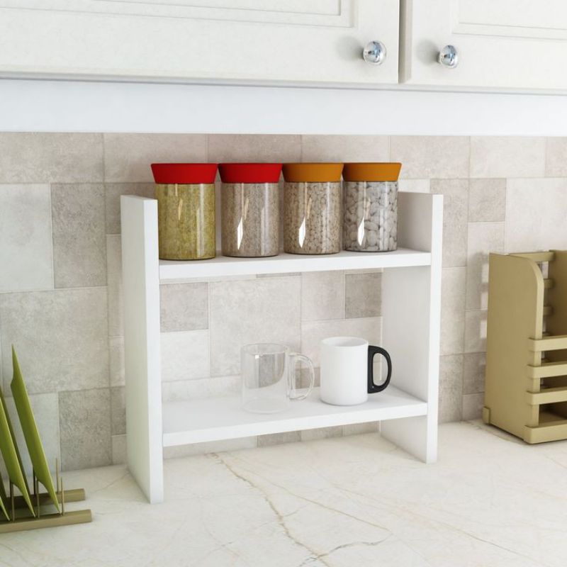White Aesthetic Spice Rack Multipurpose Wooden Glass Rack | Shopee Malaysia