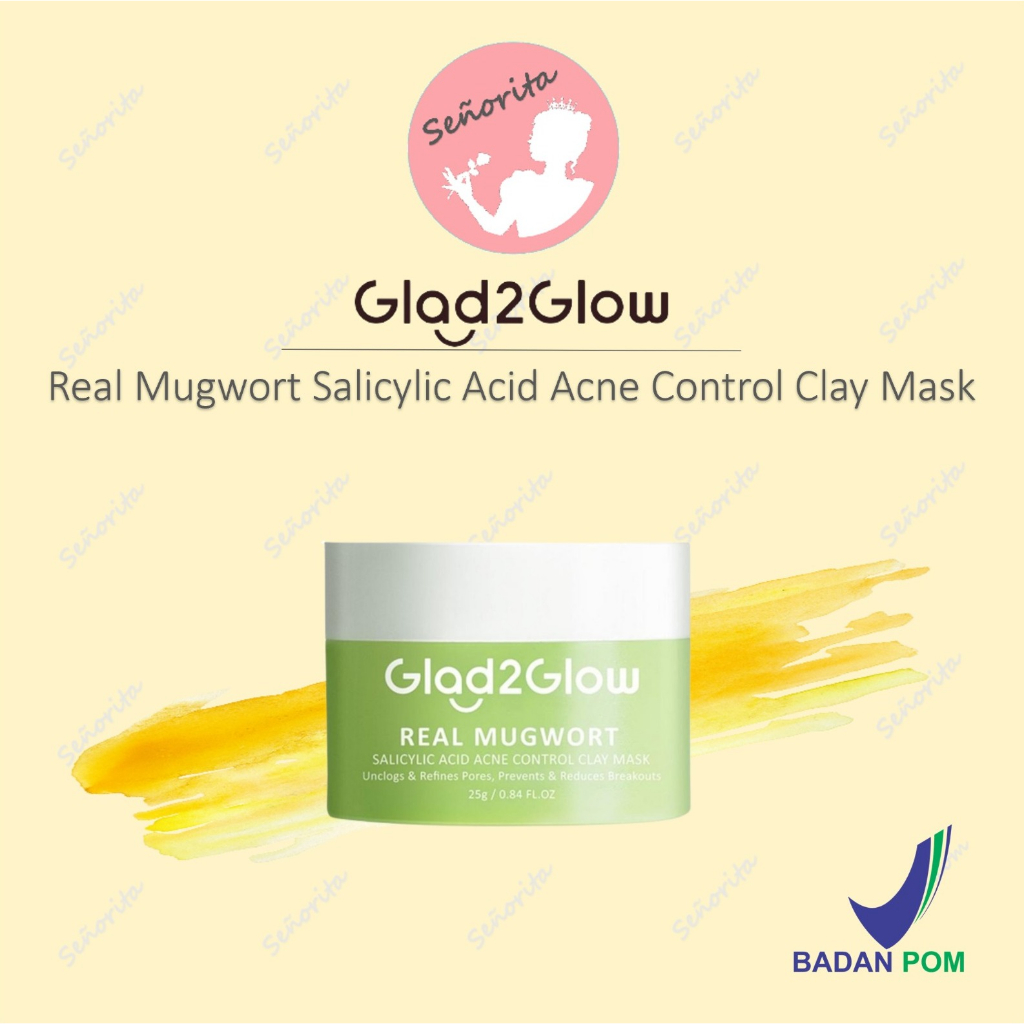 Glad2glow - G2G Real Mugwort Salicylic Acid Acne Control Clay Mask 30g | Shopee Malaysia