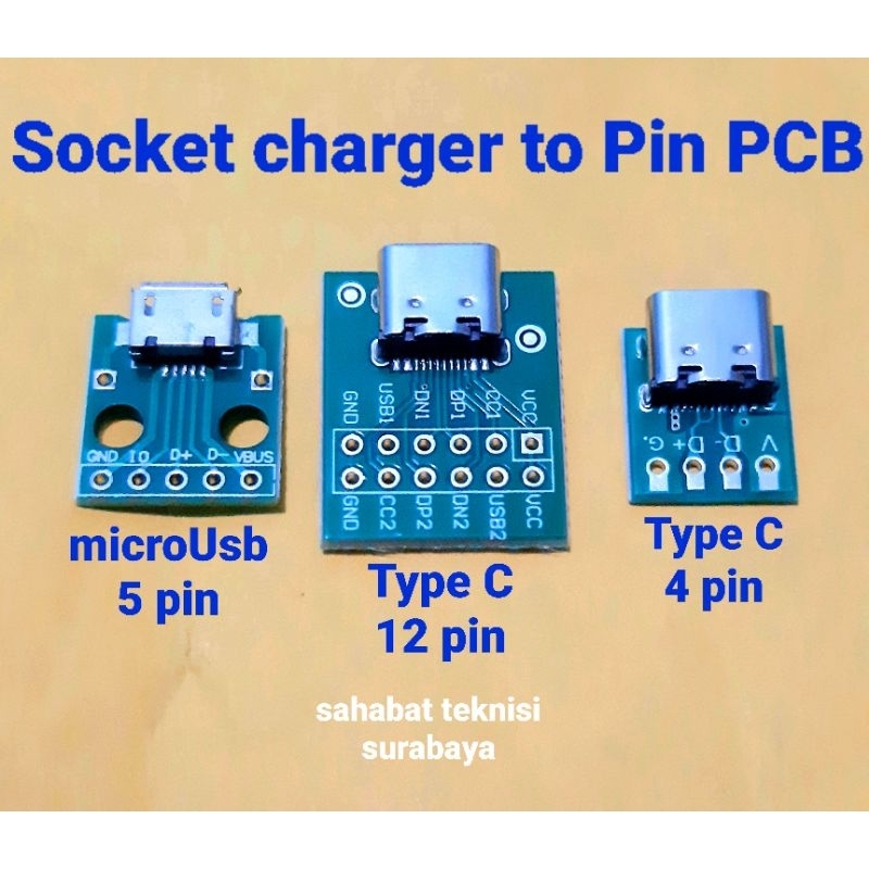 Pcb charger to pin socket | Usb type C to DIP PCB | Type c to PCB 12pin PCB type c to dip 4 pin ...