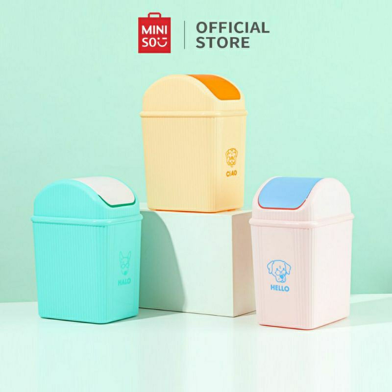 Miniso Small Table Trash Can Mini Waste Bin Trash Bin Capsule Trash Can ...