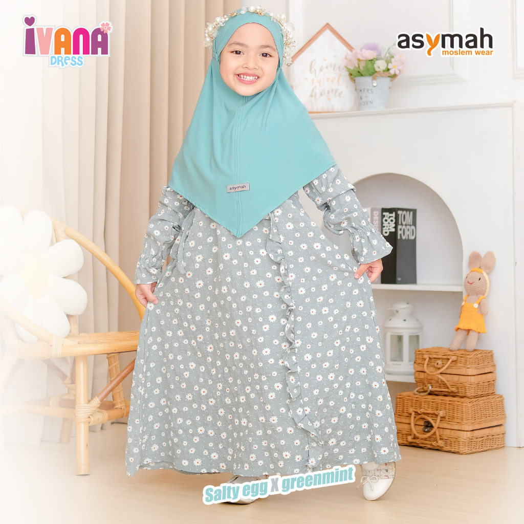 Ivana Series Girls' Hijab Dress Set, Salty Egg Color By Asymah | Shopee ...