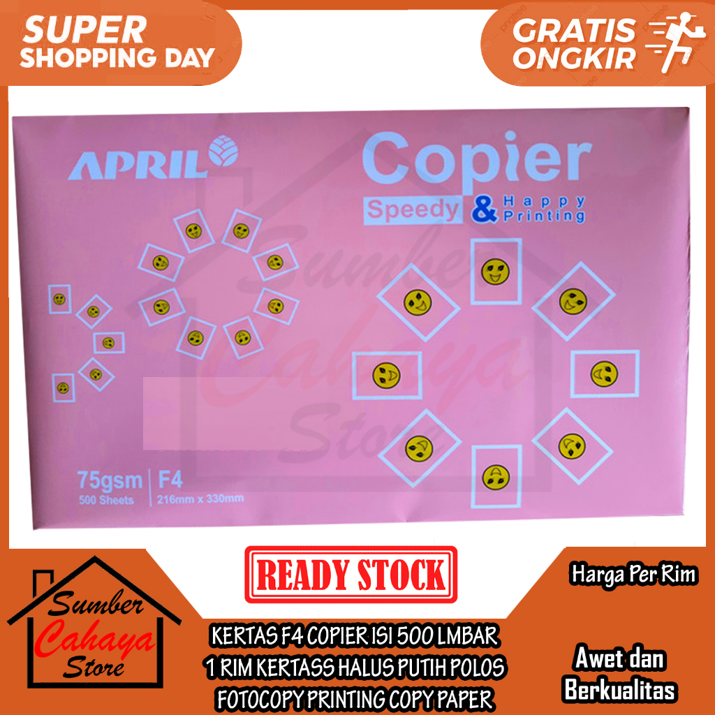 Paper F4 HVS 75 GSM COPIER APRIL BY PAPER PER 1 Ream Of PAPERS Contents 500 Sheets Of Fine PAPER ...