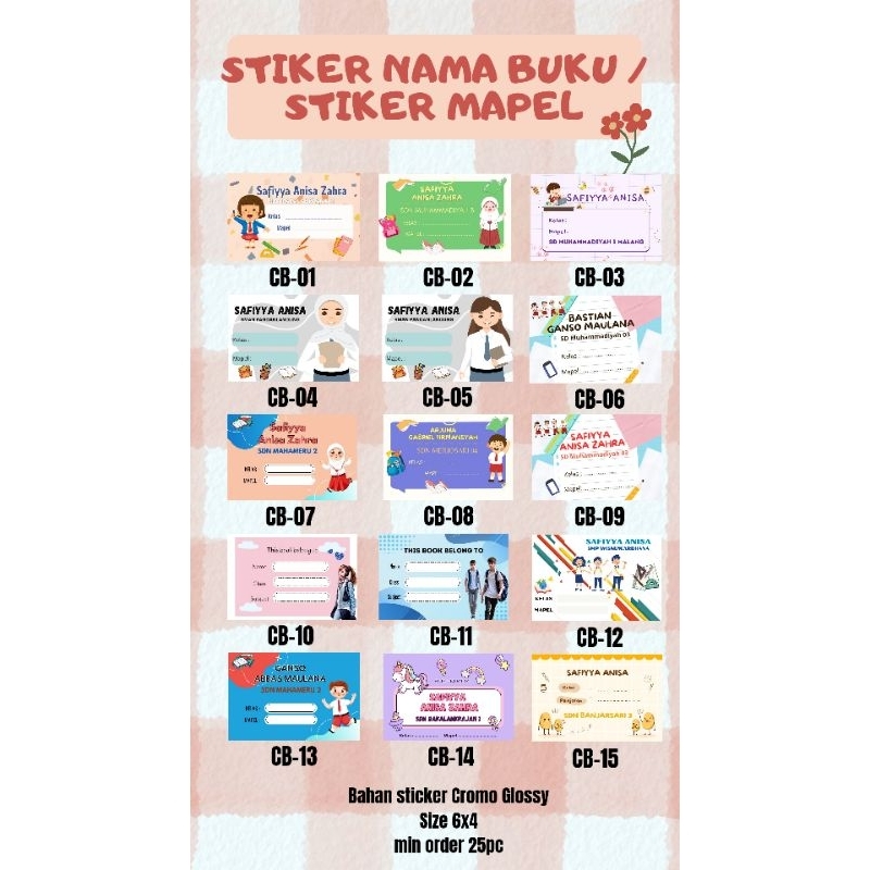MATA Textbook Name LABEL Sticker AESTHETIC MAPEL Sticker CUSTOM MAPEL ...