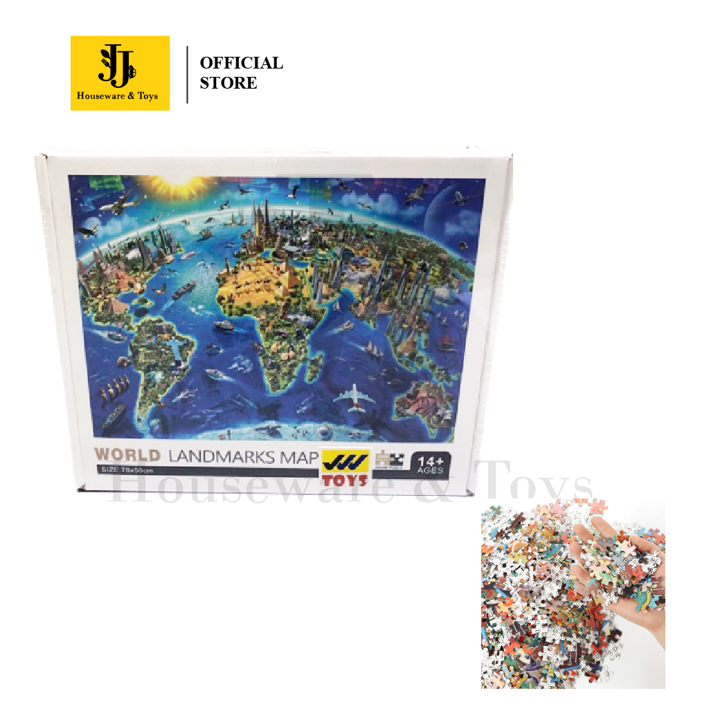 Jw Toys Qiye Paper Puzzle 1000pcs World Landmarks Map Q-1090 | Shopee ...