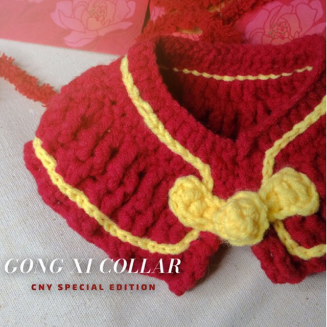 Gong xi collar knitted dog cat necklace (CNY edition) | Shopee Malaysia