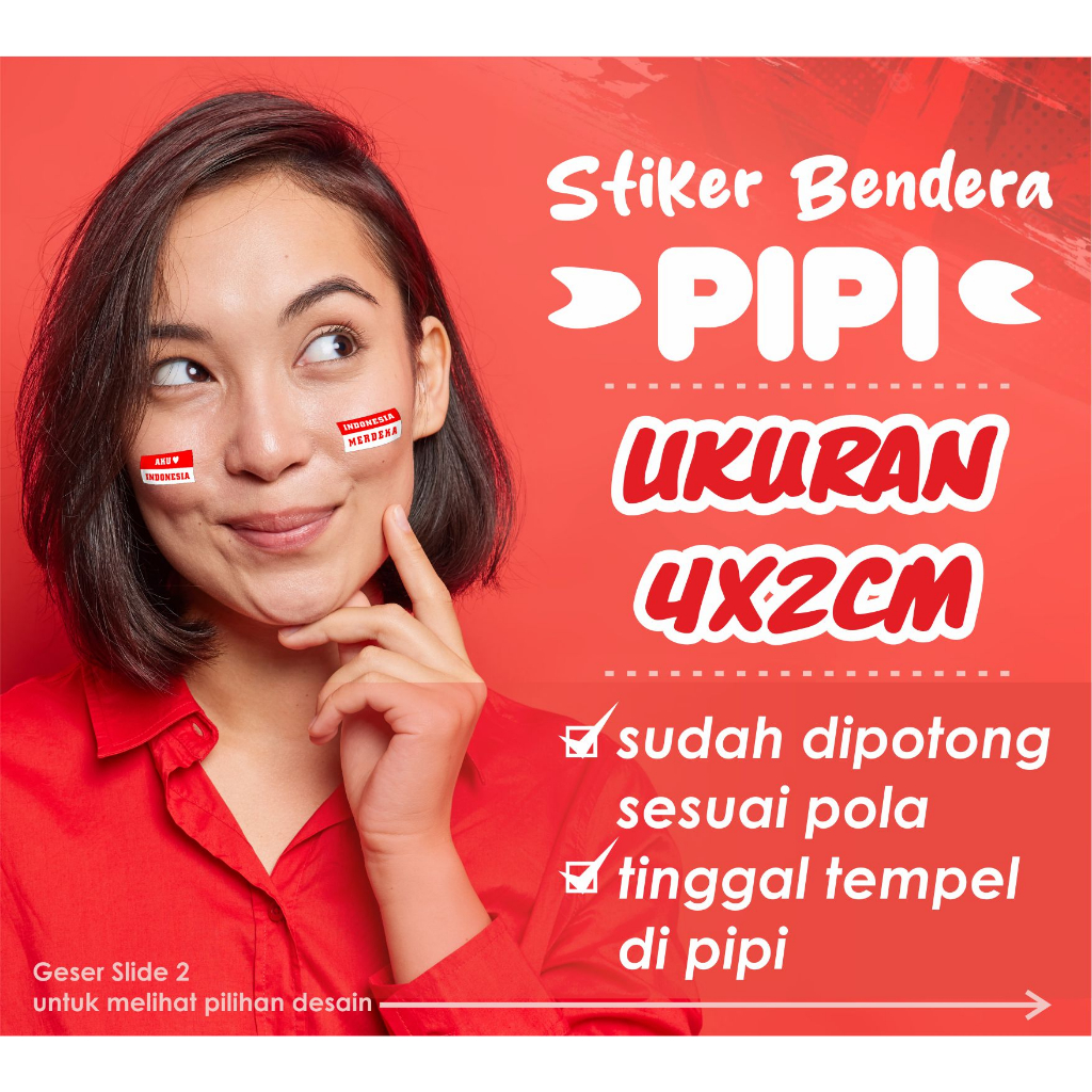 PUTIH MERAH Indonesian Red And White Flag Cheek Stickers, Cheek Patch ...