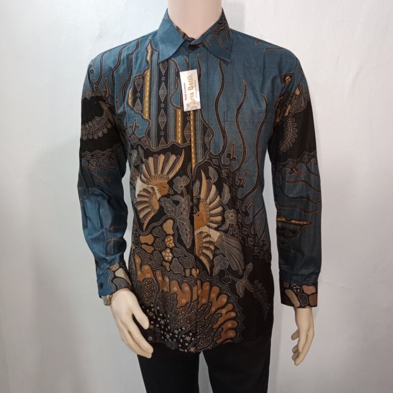 KEMEJA Manuk Blue batik Shirt soft original arta batik KODE 28 fashion ...