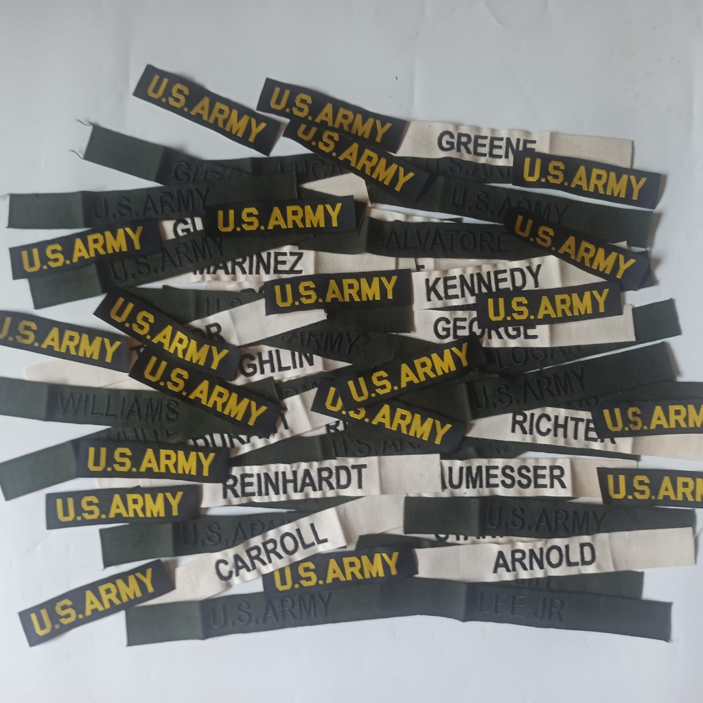 HITAM Us ARMY TAPE PACTH & US ARMY NAME TAPE PATCH A Pair (BROKEN WHITE ...