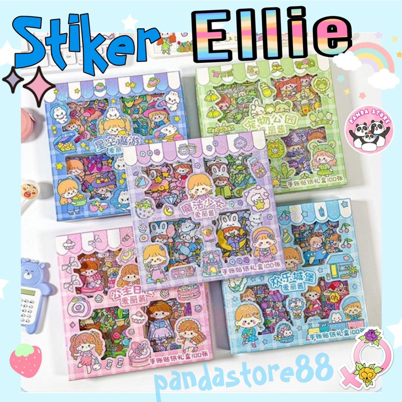 100pcs Korean Ellie Stickers, Waterproof Aesthetic Deco/Cartoon Buko ...