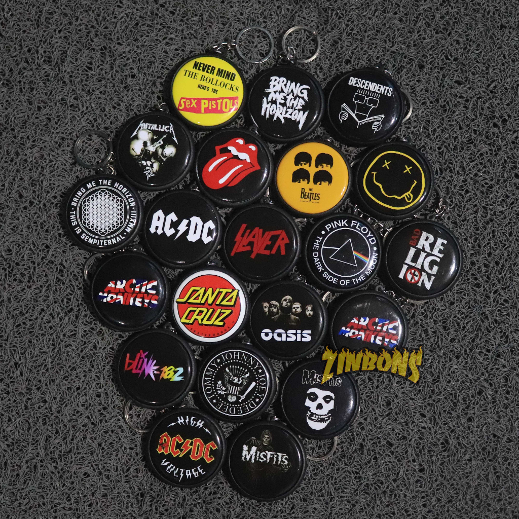 GANTUNGAN Premium Quality Double Sided Ganci Band Music Keychain Acdc Nirvana And Bmth Keychain ...