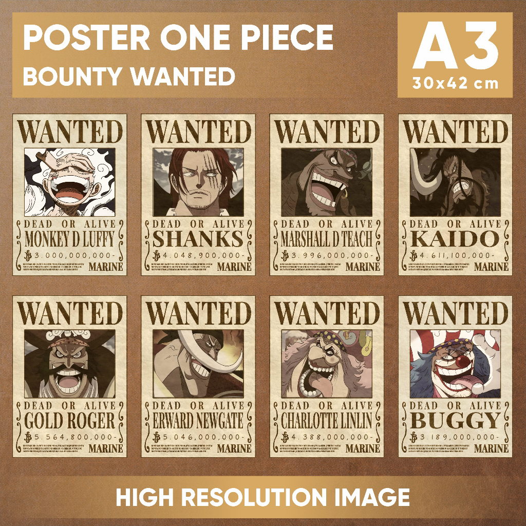 Print POSTER BOUNTY WANTED ONE PIECE A3 | Shopee Malaysia