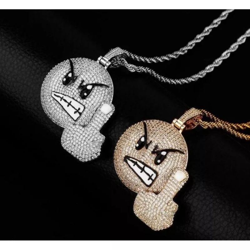 Men's Fashion Necklace Emoji F*ck You Middle Finger FU Korean Hip Hop ...