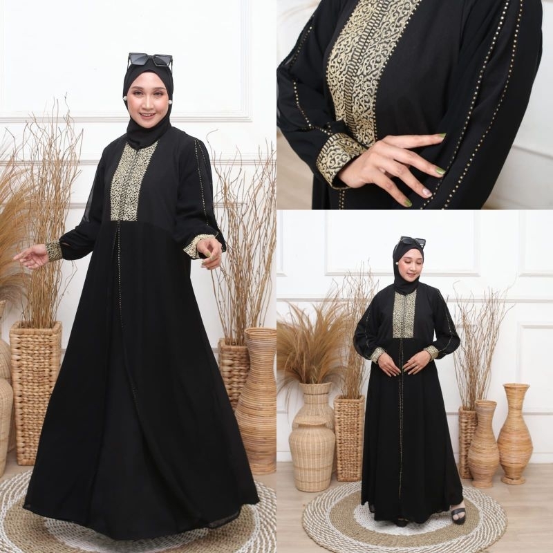 HITAM Black Abaya Gamis Arab Abaya Embroidered Abaya Robe Muslim ...