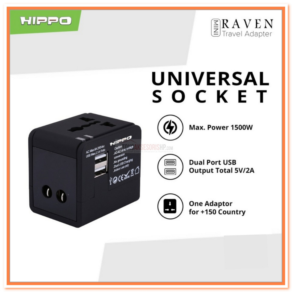 Hippo RAVEN MINI TRAVEL ADAPTER UNIVERSAL/INTERNATIONAL CHARGER ADAPTER ...