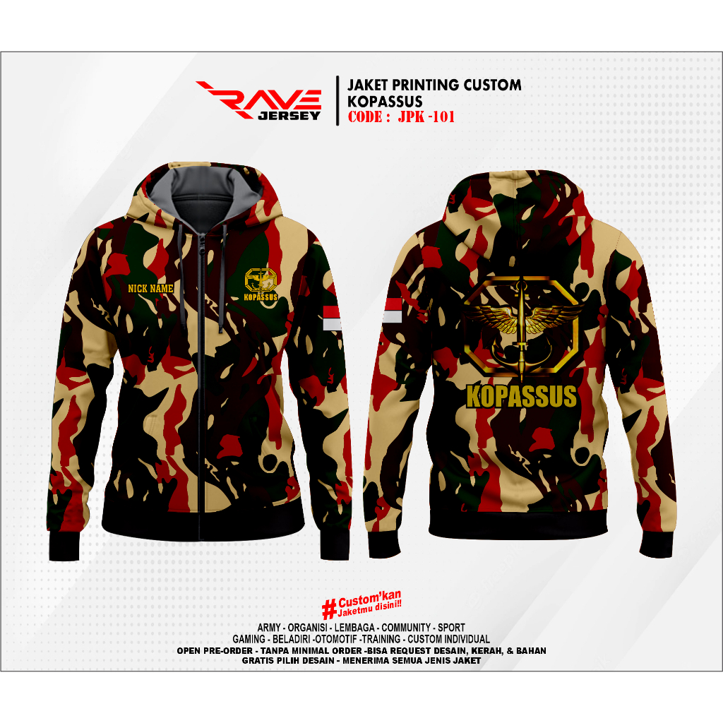 Kopassus Jacket FULL PRINTINIG Sublime CUSTOM (Design Like Like ...