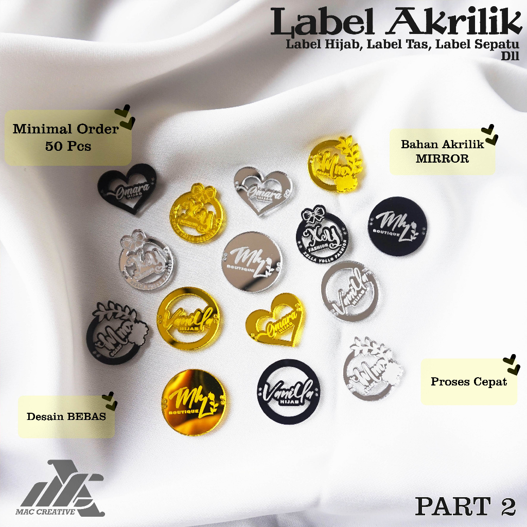 Custom ACRYLIC HIJAB LABELS, ACRYLIC CLOTHING LABELS, ACRYLIC BAG ...