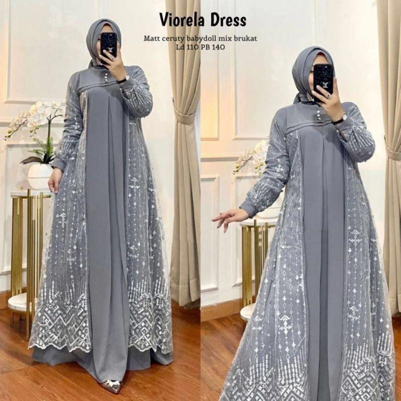 Viorella Dress/Modern Muslimah Gamis Matt Tille Mix Tille/Women's Dress ...