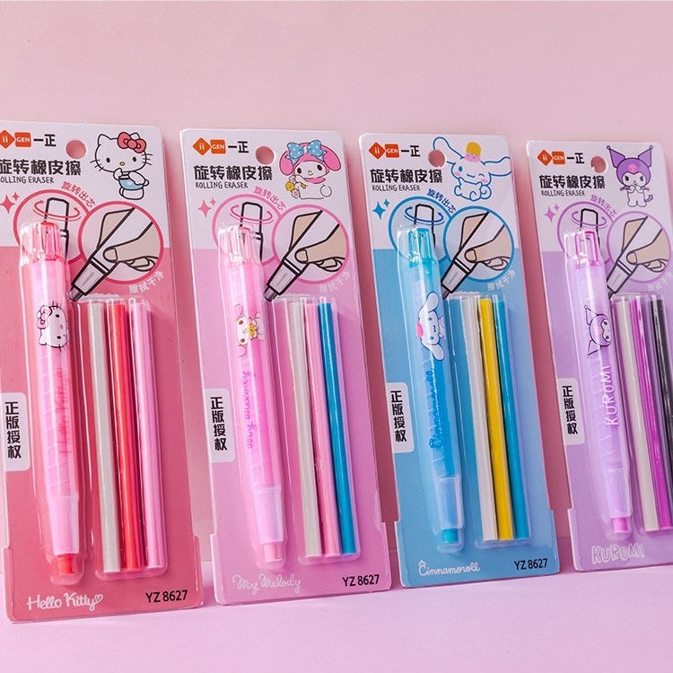 Kensho Rotating Eraser Set / Rolling Eraser / Kuromi / MyMelody ...