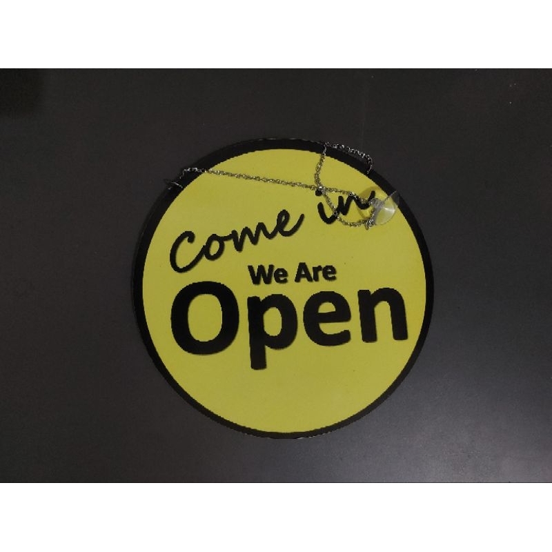 Open/ Closed Sign Board Round Shop Size 20cm Yellow Sticker PRINT ...