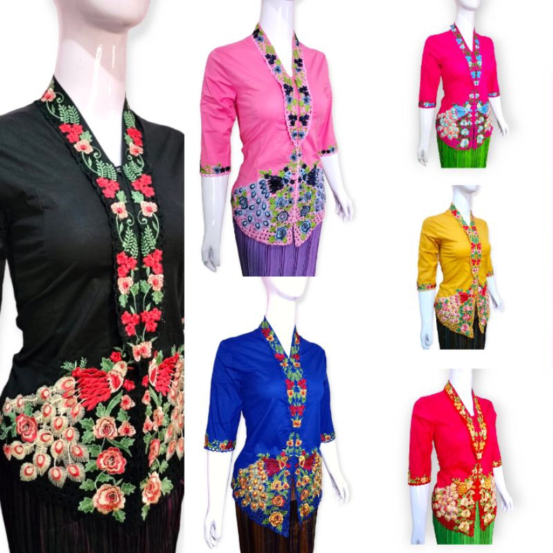 KATUN COLOR EMBROIDERED ENCIM KEBAYA STRETCH STRETCH COTTON KEBAYA ...