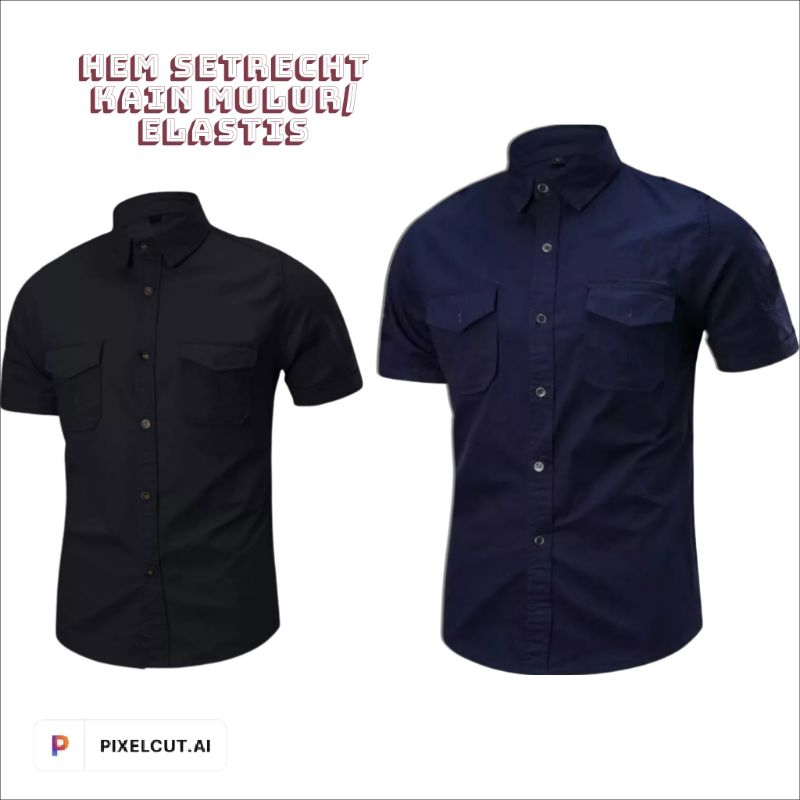 KEMEJA Men's Short Sleeve Tactical Shirt Pdl/Shirt Hem Office Formal ...
