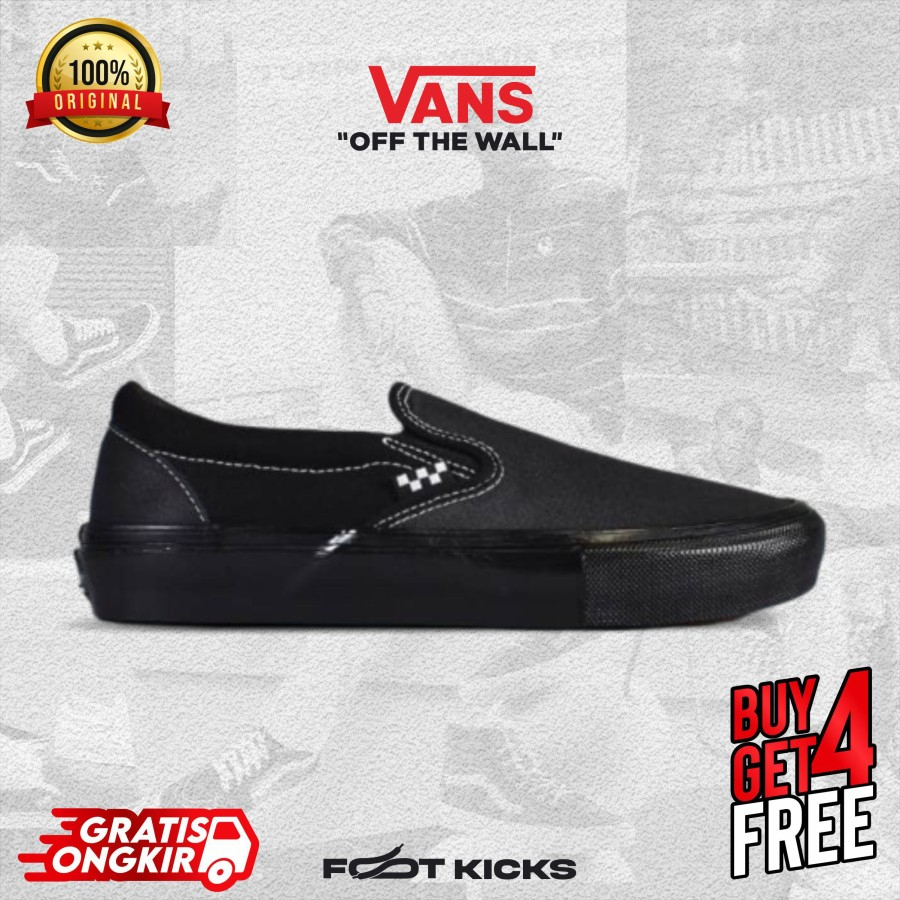 Vans Slip On Pro Skateboarding All Black Original Vans Ori Shoes ...