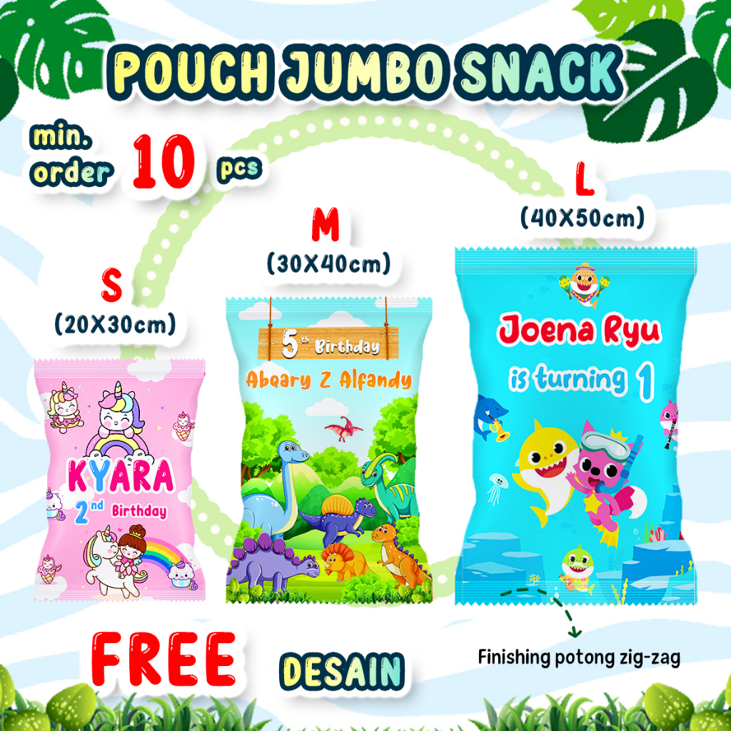 Pouch JUMBO SNACK GIANT BIRTHDAY SNACK FREE DESIGN | Shopee Malaysia