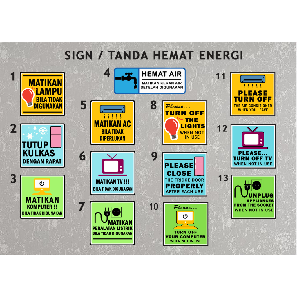 Energy Saving Sign Sticker Electrical Refrigerator Water AC / Energy ...