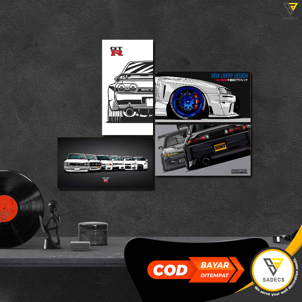 SADECS - JDM CARS Textured Wooden Poster Room Wall Decoration Display ...