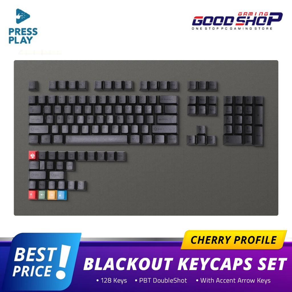 Press Play BLACKOUT PBT Dye Sub Keycaps Keycap Set | Shopee Malaysia