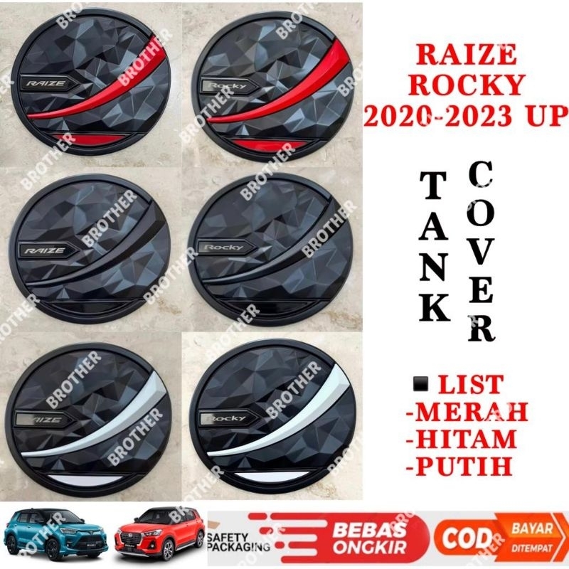 MERAH PUTIH HITAM Raize Rocky Tank Cover 2021 2023 2024 Black List Red ...