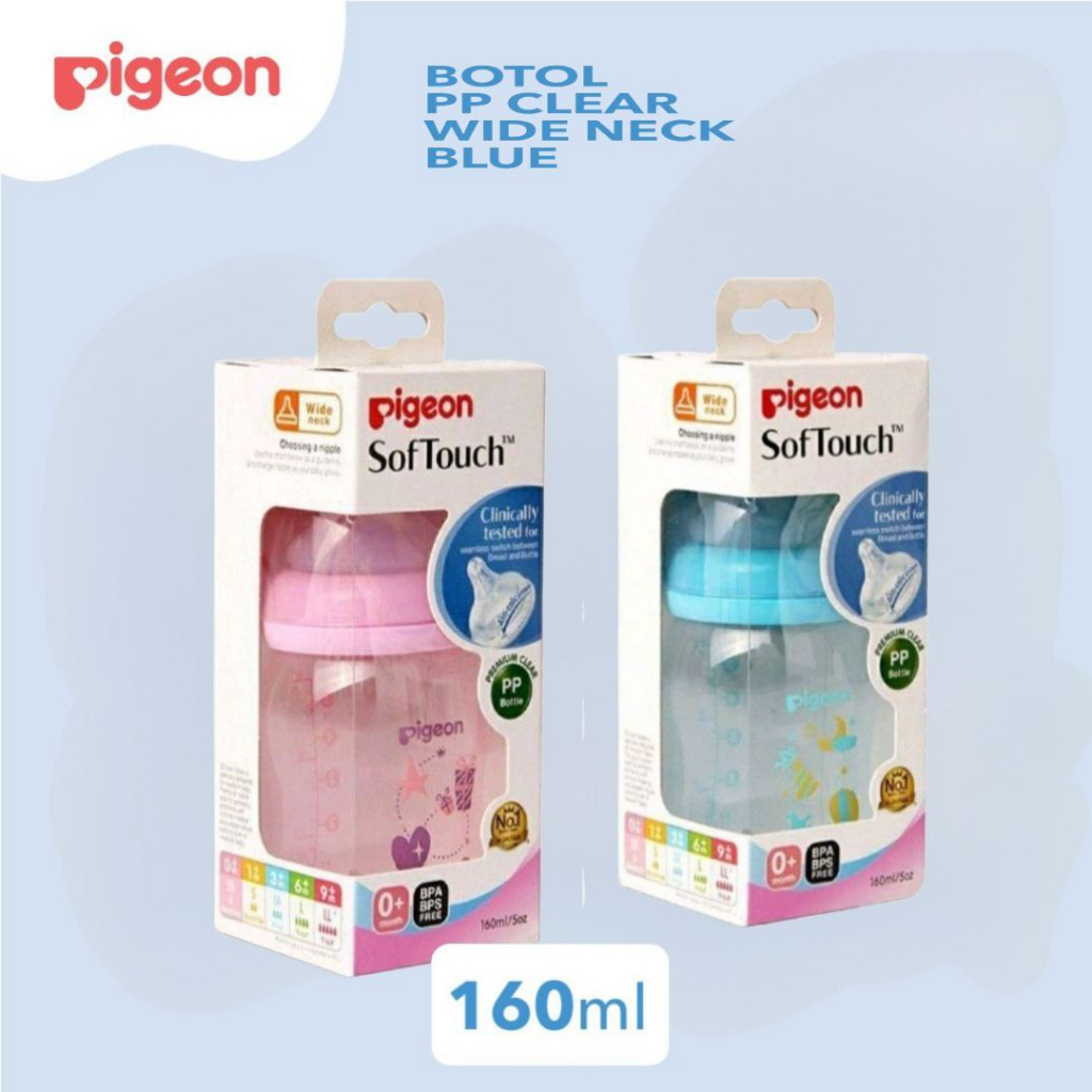 Pigeon PP Clear Soft Touch Wide Neck Motif Milk Bottle -160Ml/240ML | Shopee Malaysia