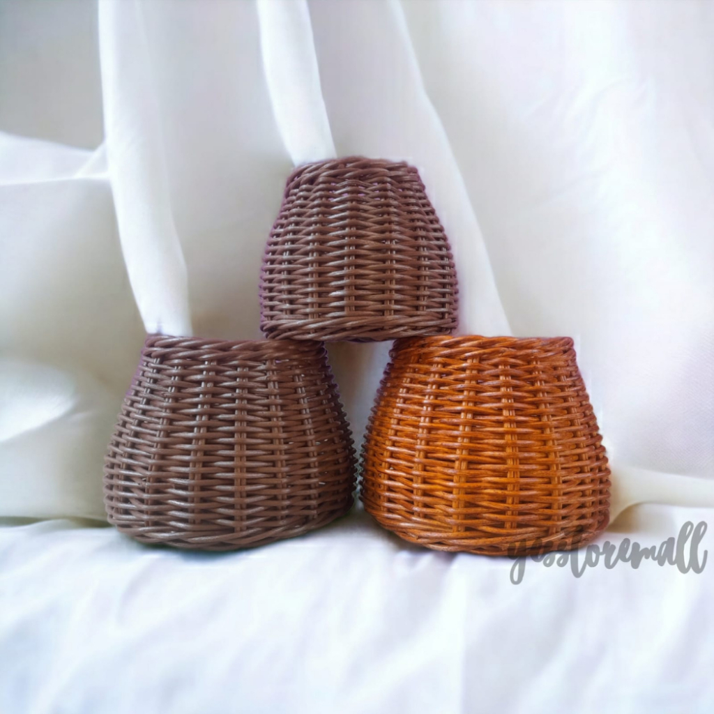 Round rattan flower vase round rattan basket egg container | Shopee ...