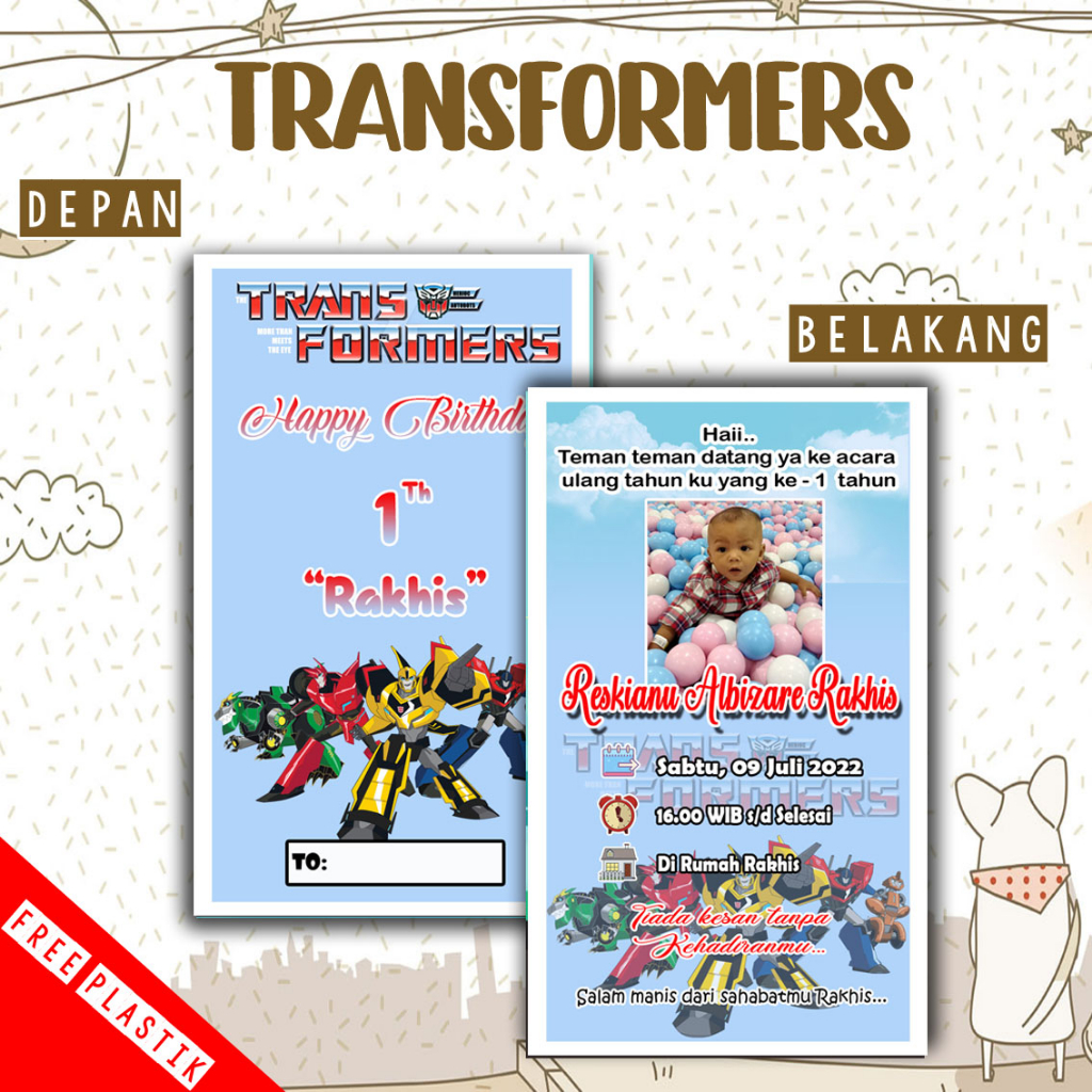 Transformer Birthday Invitation (30Pcs/50Pcs)/Birthday Invitation/print ...
