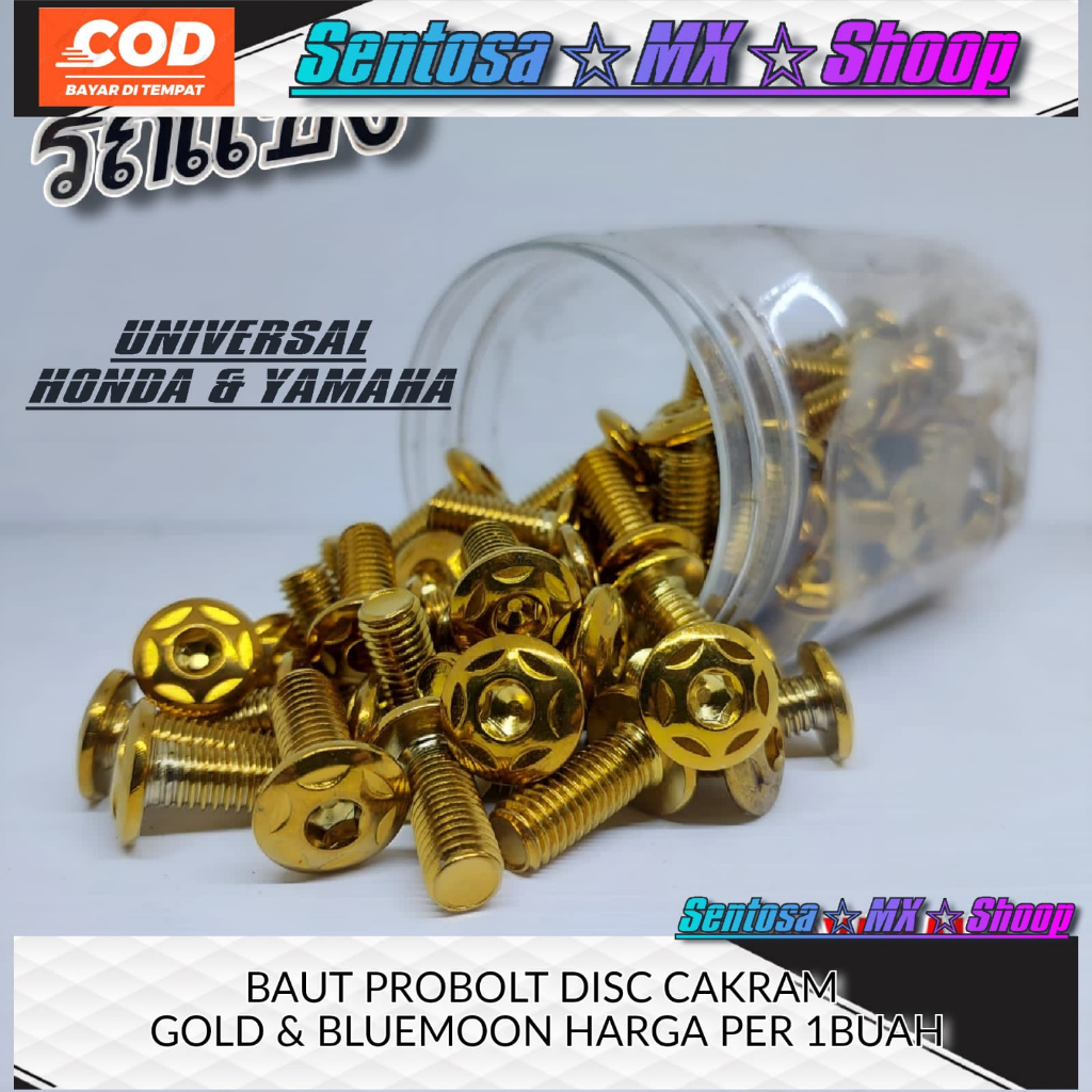 Probolt DISC BOLT / UNIVERSAL HONDA & YAMAHA DISC PLATES GOLD ...
