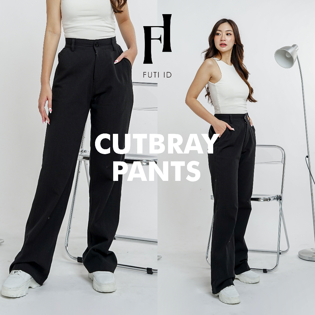 Futi - Women's Cutbray Highwaist Linen Crinkle Premium Pants | Shopee ...