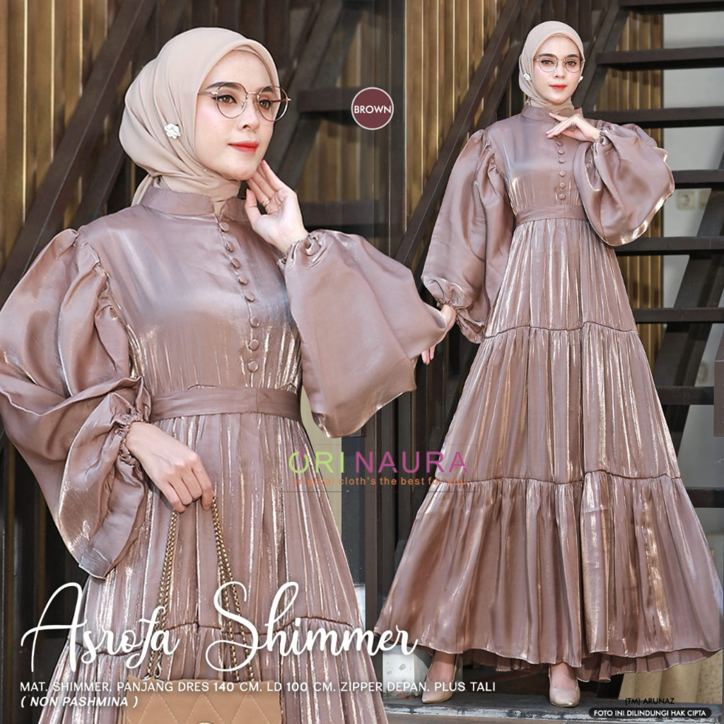Asrofa Shimmer Dress Muslim Gamis from Shimer Silk Premium Original Orinaura Product | Shopee ...