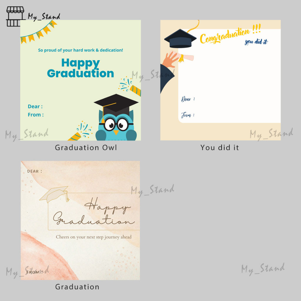 Sticker & Greeting Card Box HAPPY GRADUATION 10x10 cm Greeting Card HAPPY GRADUATION Wish Card ...