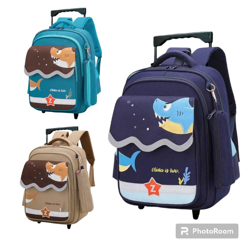 Trolly Push Backpack Backpack For Boys School Shark Pattern | Shopee ...