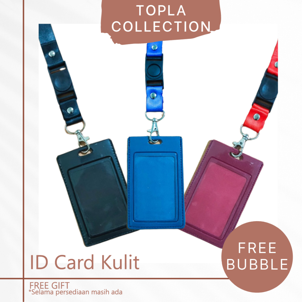 Topla ID Card Holder Leather Name Tag Holder Flazz Emoney Card ...