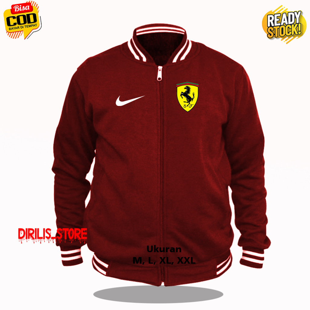 PUTIH Varsity Baseball Jackets Men & Women Ferrari Logo Left Right ...